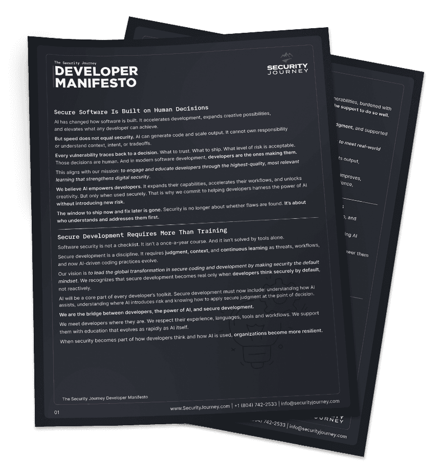 Security Journey's Developer Manifesto